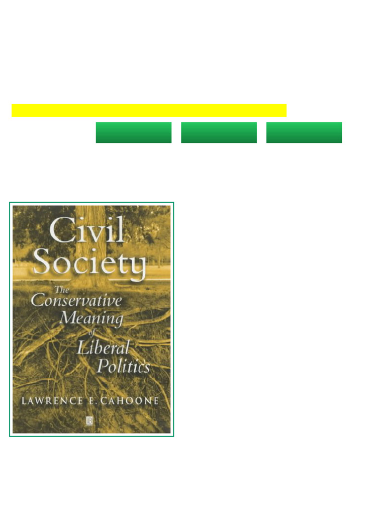 Civil Society The Conservative Meaning of Liberal Politics 1st Edition ...