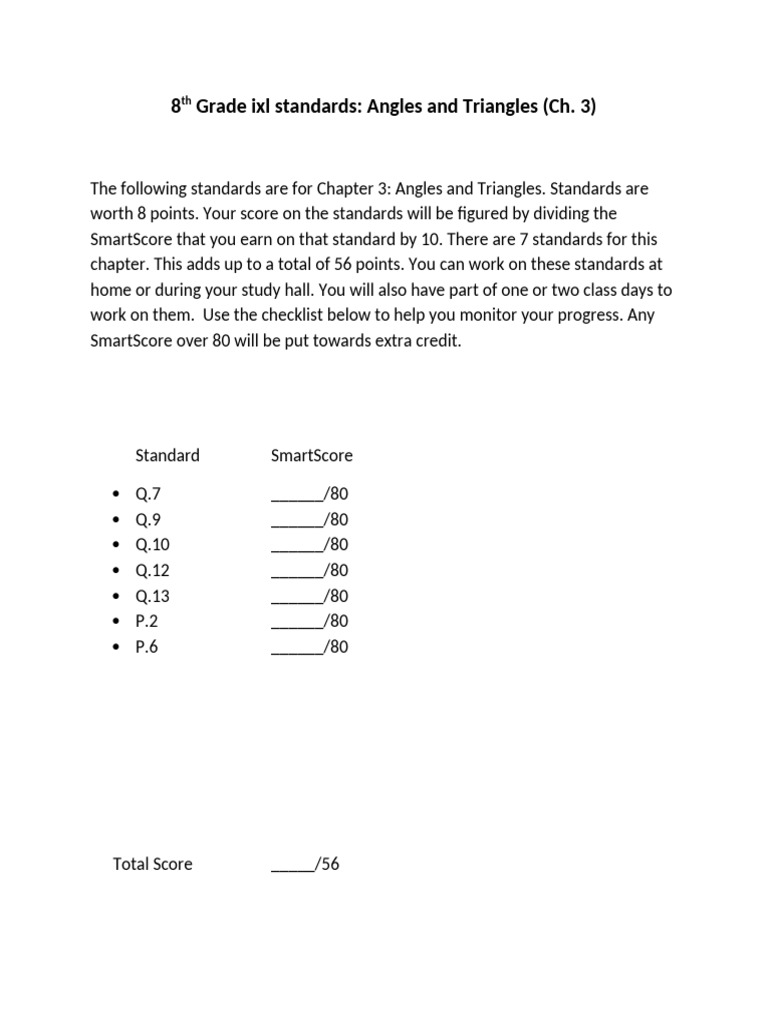 8th Grade Angles and Triangles Standards | PDF