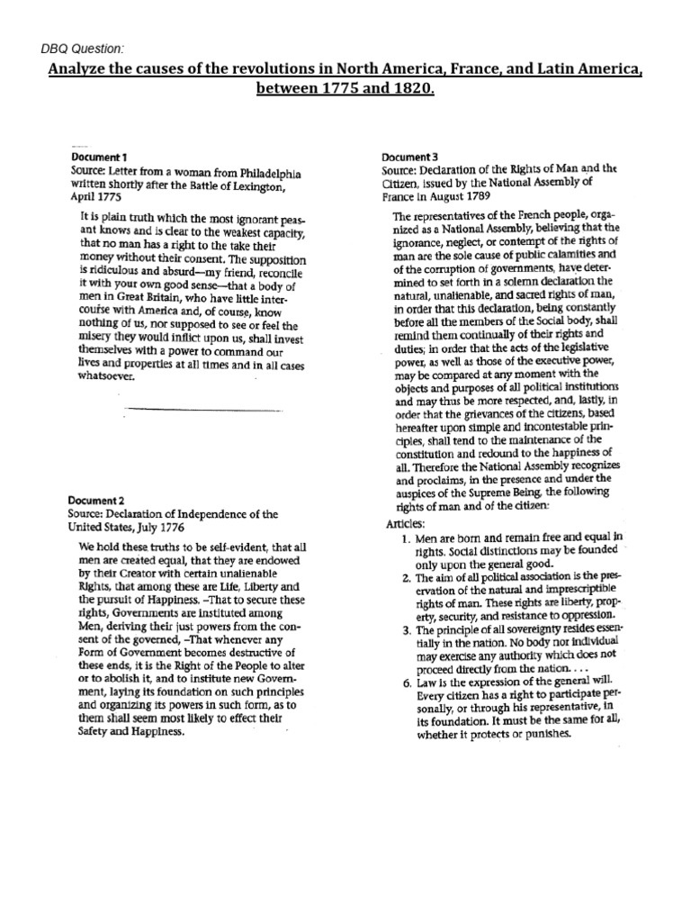 DBQ Question and Documents | PDF