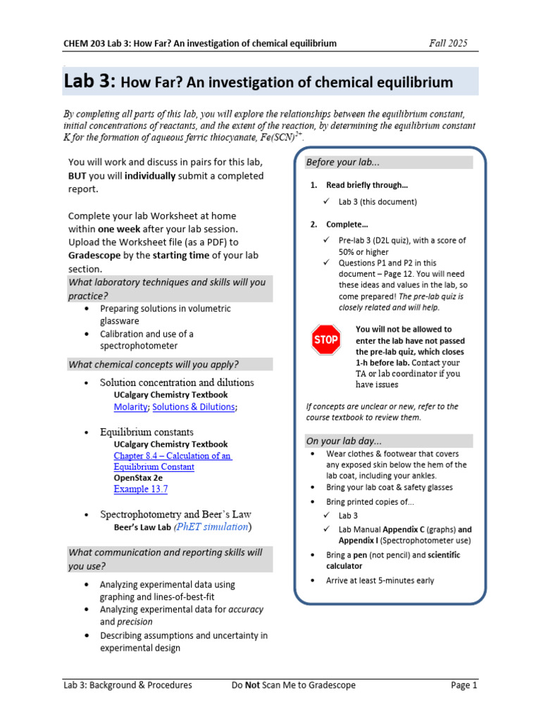 Chemical Equilibrium Lab: Fe(SCN)2+ Analysis | PDF | Spectrophotometry ...