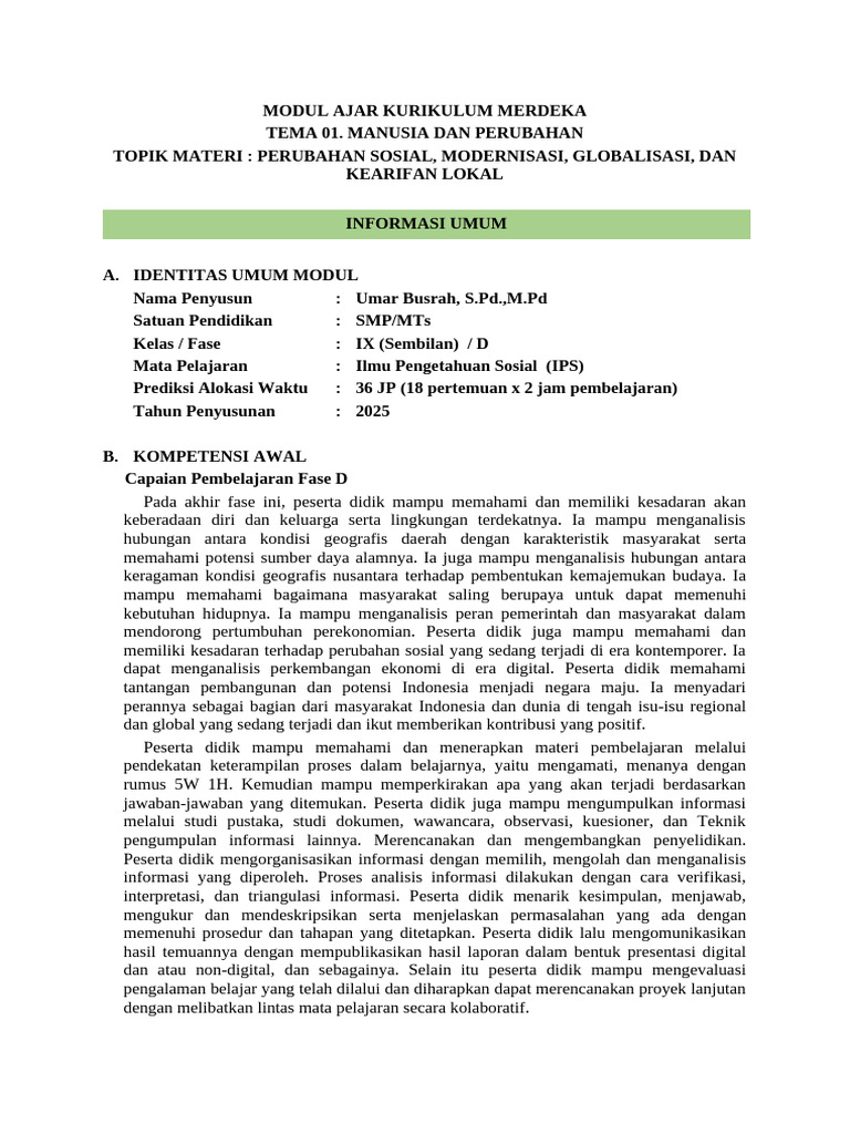 Contoh Modul Ajar (RPP) | PDF