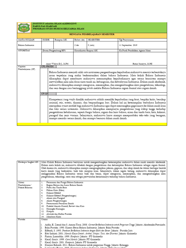 Rps Bahasa Indonesia Anny Dj | PDF