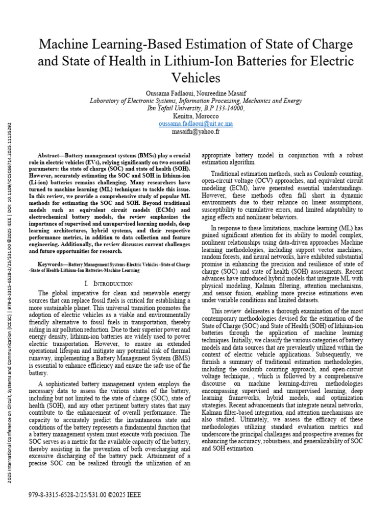Machine Learning-Based Estimation of State of Charge and State of ...