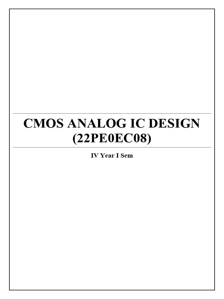 CMOS Analog IC Design Overview | PDF | Mosfet | Field Effect Transistor