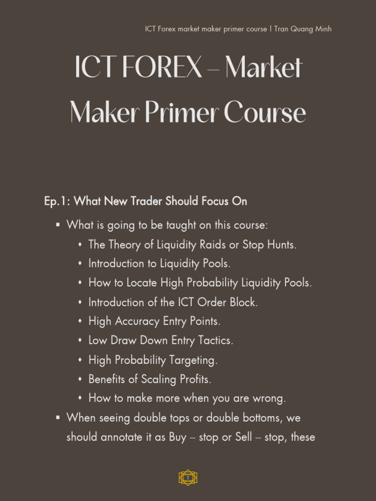 ICT Forex Market Maker Course Overview | PDF | Market Trend | Foreign ...
