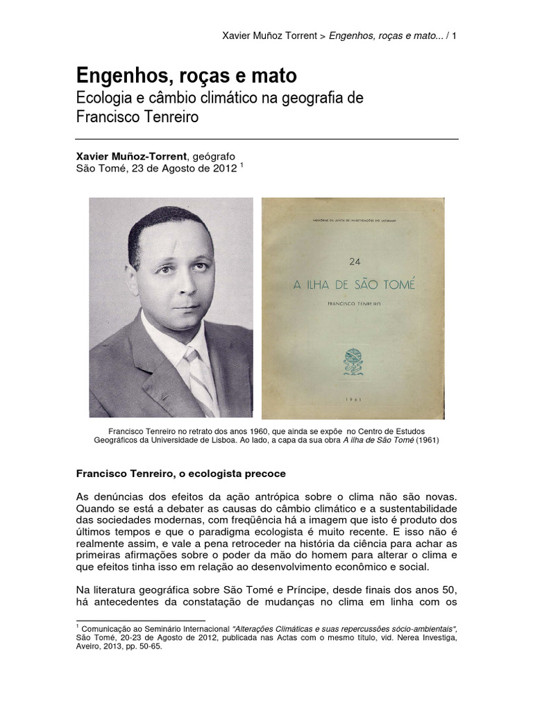 Engenhos Rocas e Mato Ecologia e Cambio | PDF | Agricultura | Geografia