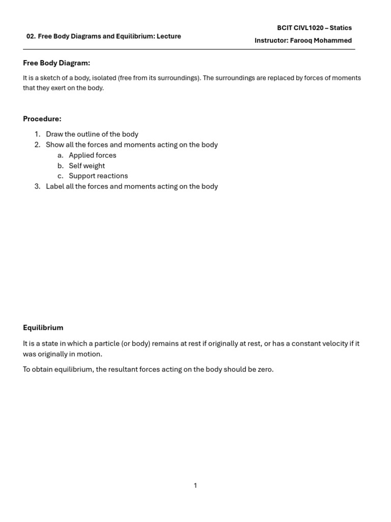 Free Body Diagrams & Equilibrium Guide | PDF | Force | Physical Sciences