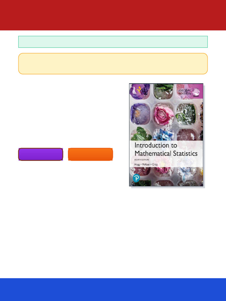 Introduction To Mathematical Statistics, 8th Global Edition Robert V ...