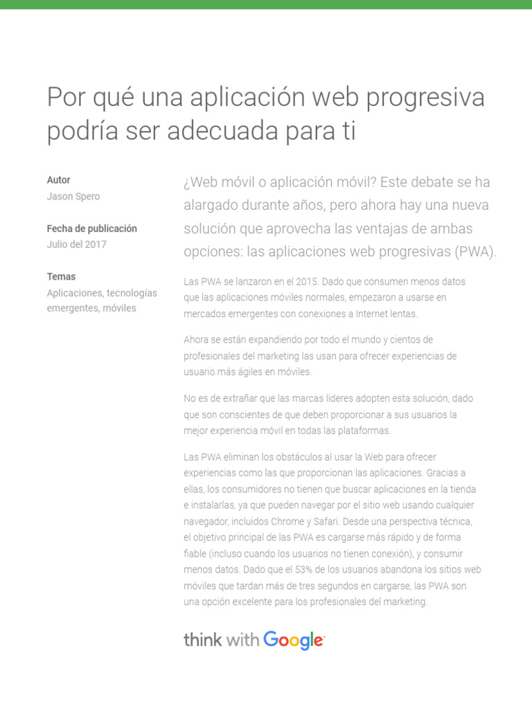Ventajas de las Aplicaciones Web Progresivas | PDF | Red mundial ...