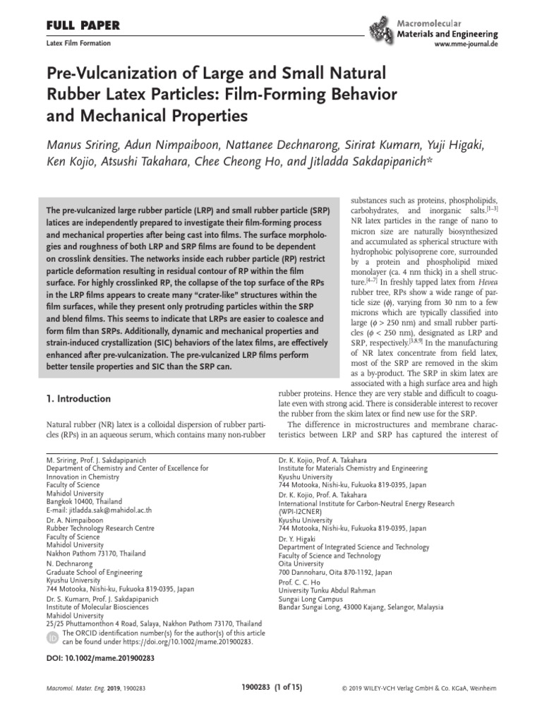 Pre Vulcanization of Large and Small Nat | PDF | Natural Rubber