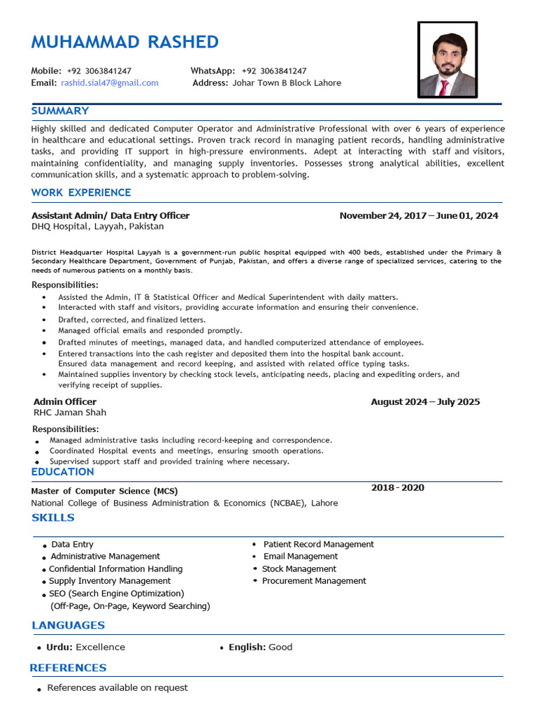 M Rashid CV | PDF | Business