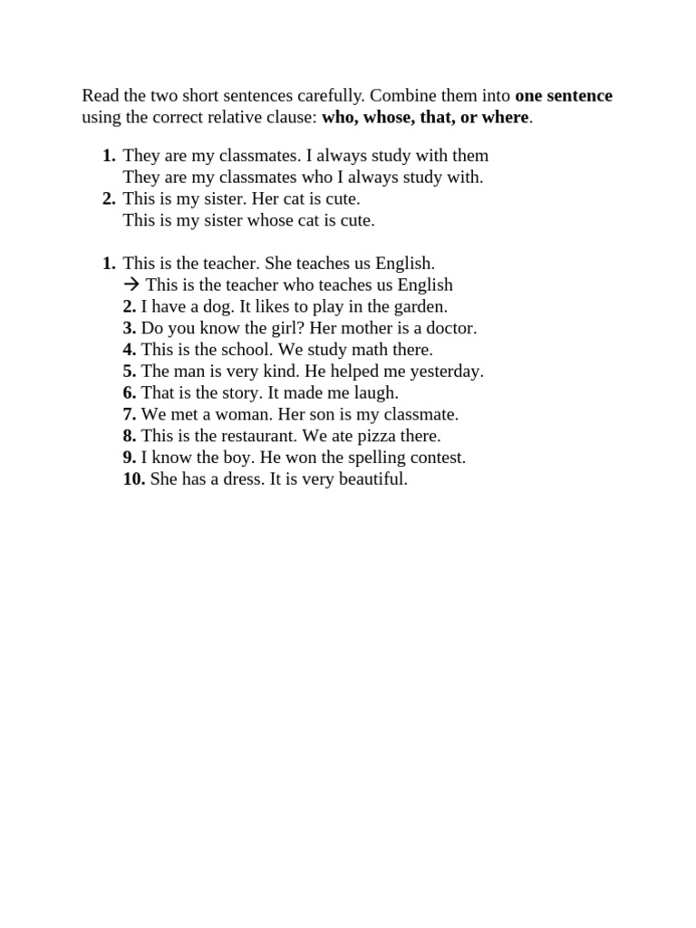 Defining Relative Clauses | PDF