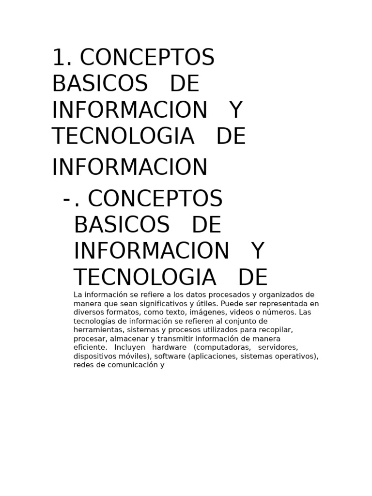 Conceptos Basicos de Informacion Y Tecnologia de Informacion ...
