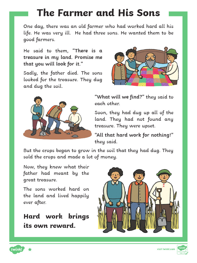 The Treasure of Hard Work: A Fable | PDF | Agriculture