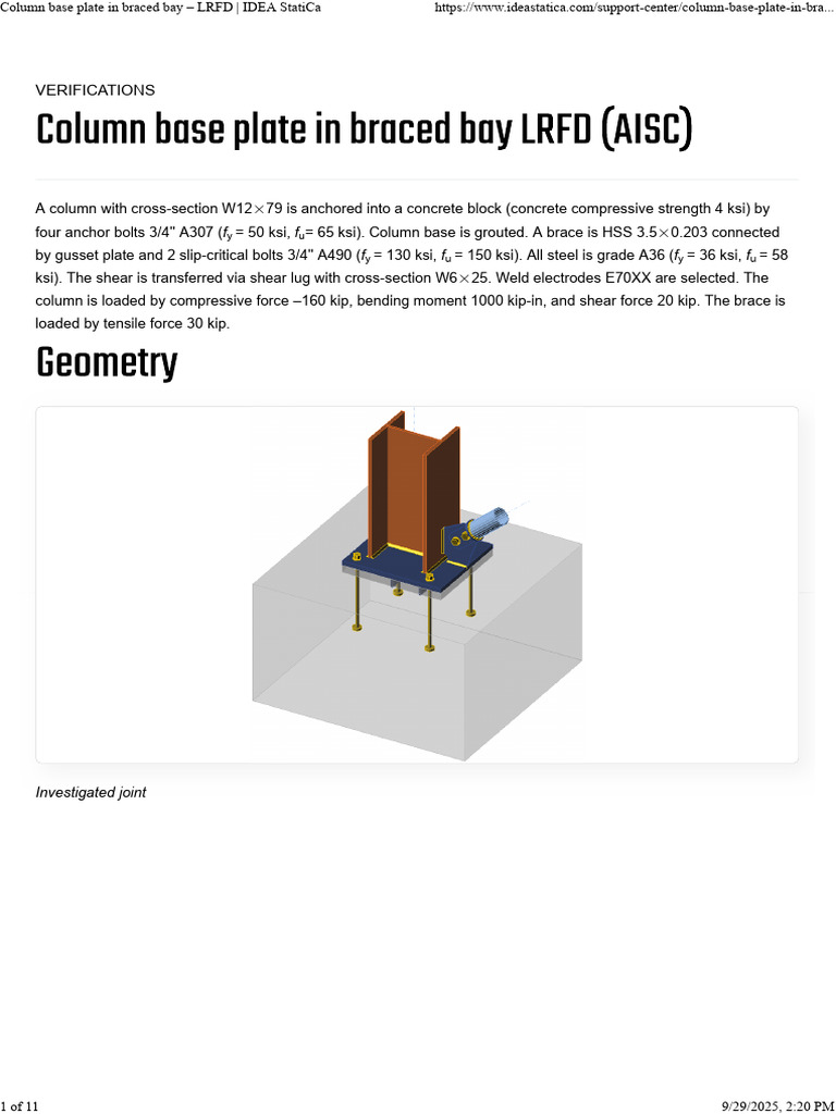 Column Base Plate Design Verification | PDF | Stress (Mechanics ...