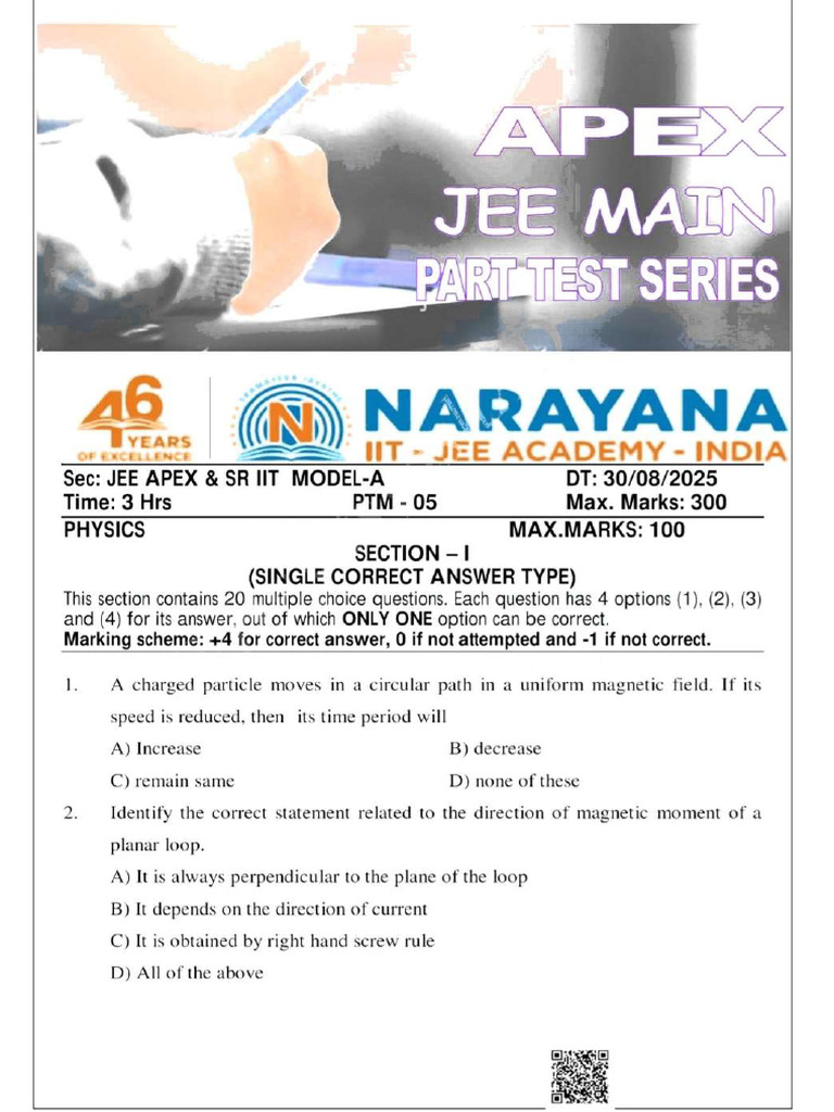 Outgoing SR Iit Jee Apex Jee Main. | PDF