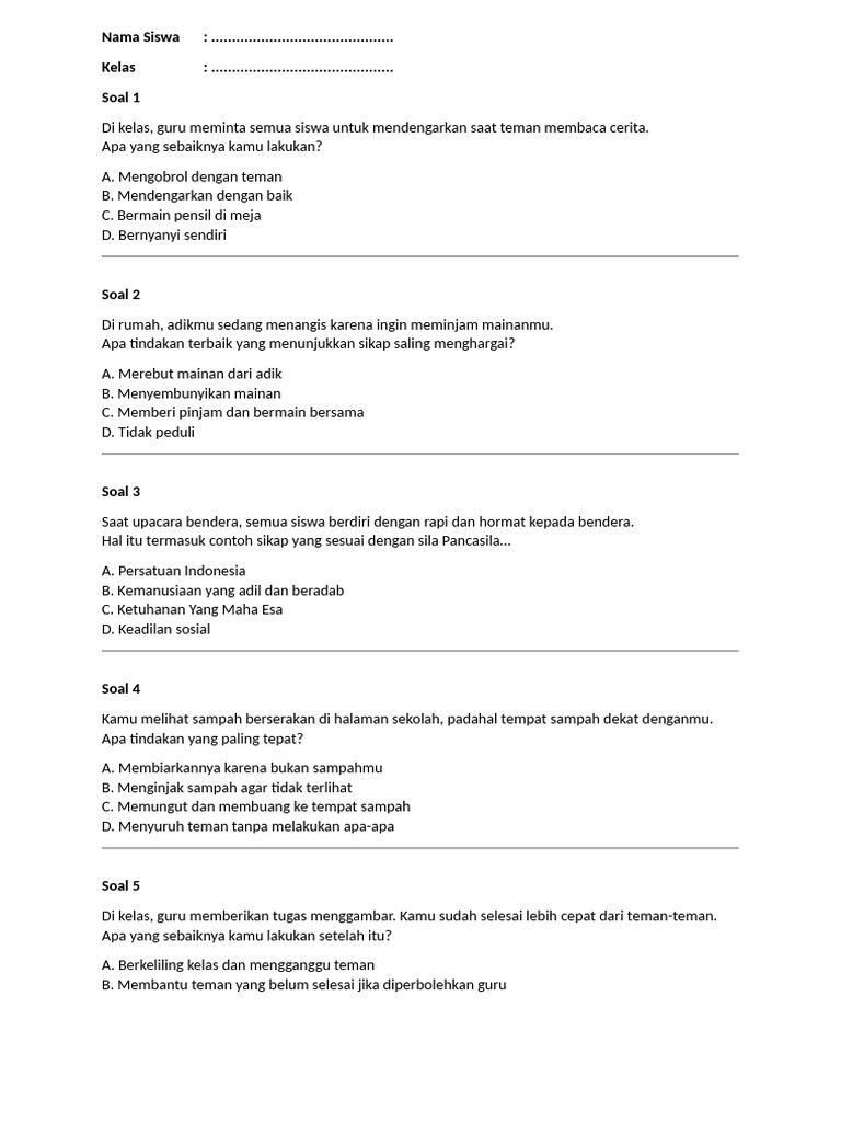 SAS PKn Kelas 1 | PDF