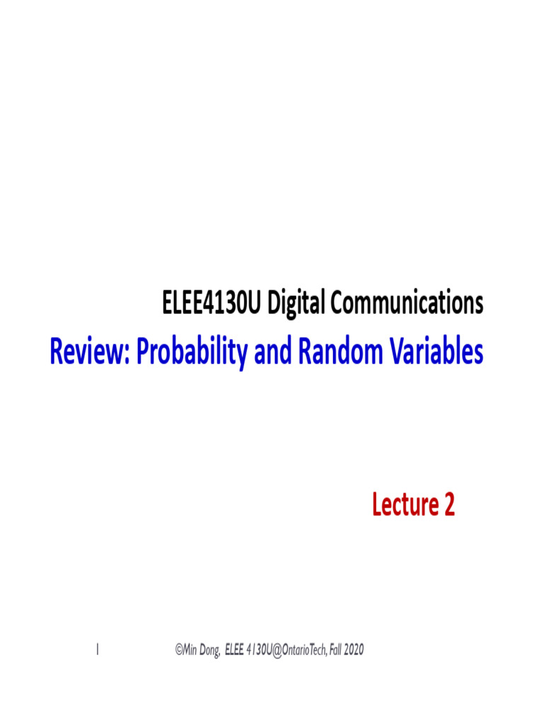 Digital Communications: Random Variables | PDF | Random Variable ...