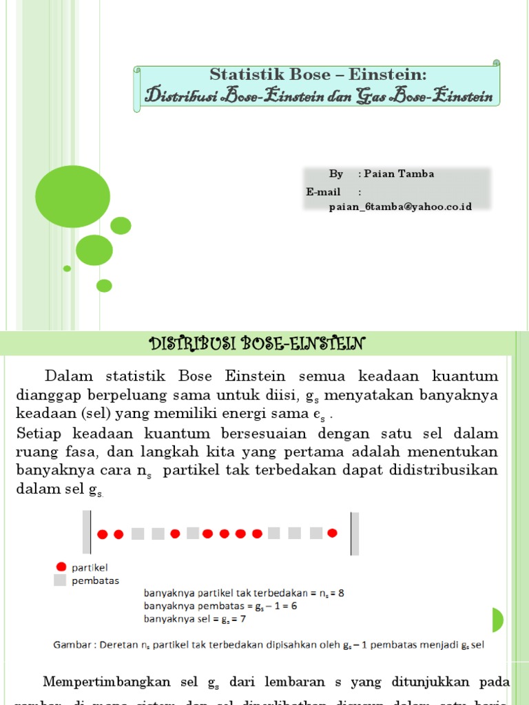 Statistik Bose-Einstein, Distribusi Bose-Einstein Dan Gas Bose-Einstein | PDF