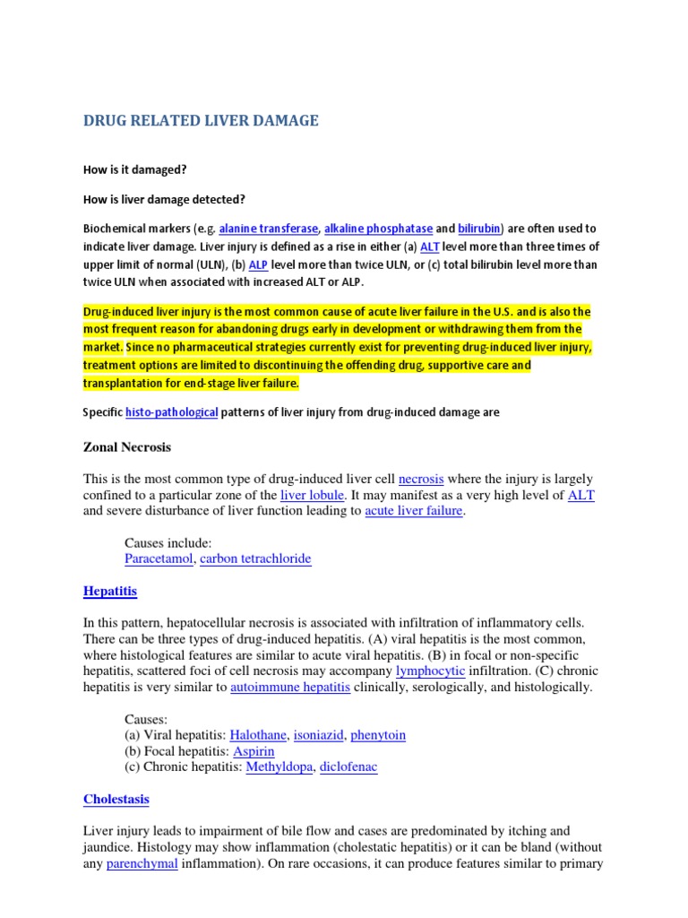 Drug-Induced Liver Damage Overview | PDF | Hepatitis | Digestive Diseases