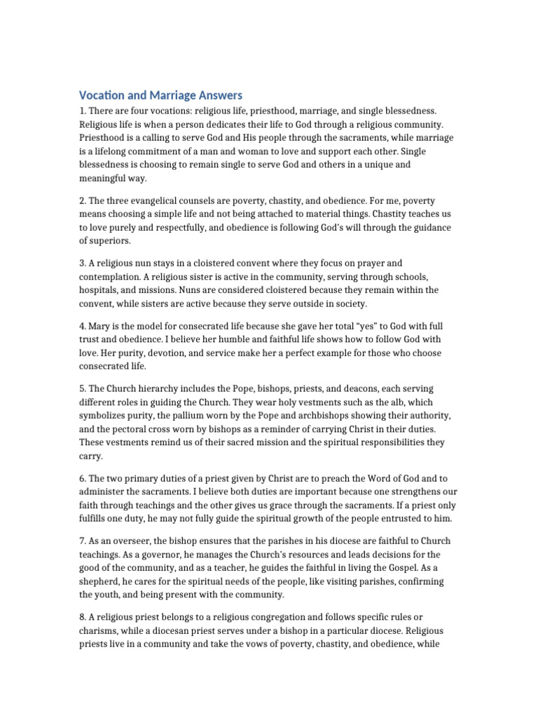 Vocation and Marriage Insights | PDF | Priest | Catholic Church