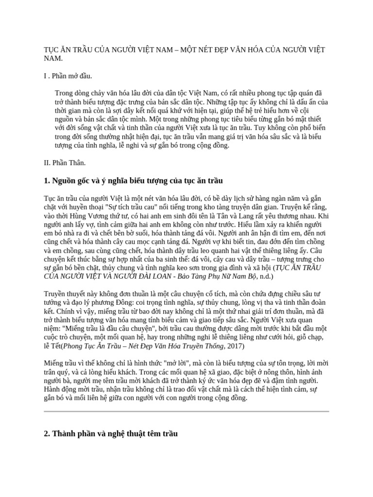 TỤC ĂN TRẦU CỦA NGƯỜI VIỆT NAM hoàn chỉnh | PDF