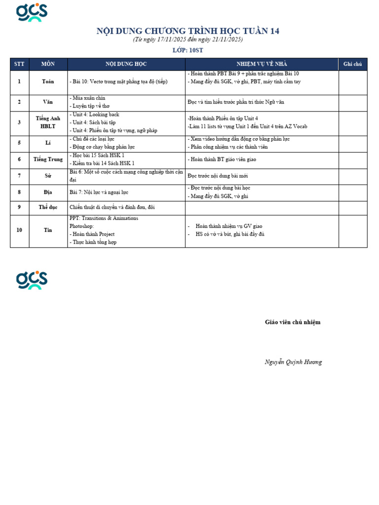 NDHT 10ST Tuần 14 | PDF