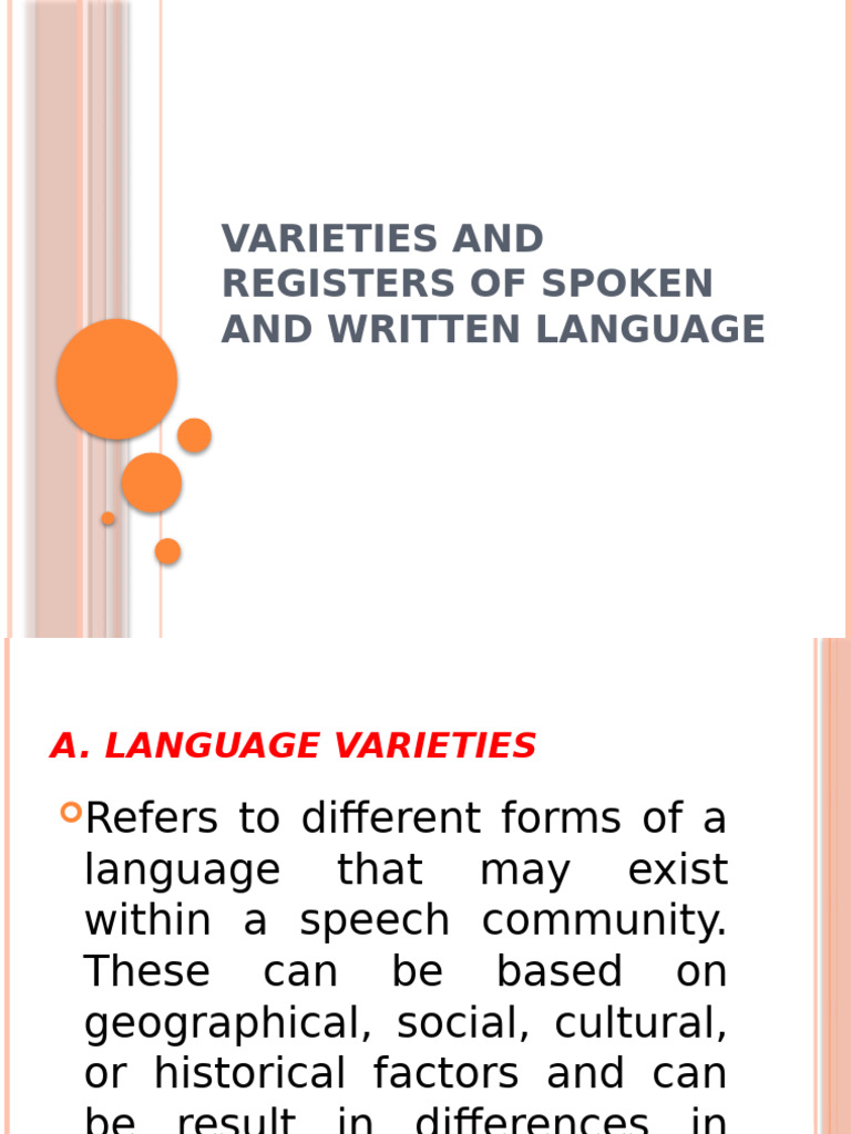 Language Varieties and Registers Explained | PDF | Dialect | Language ...