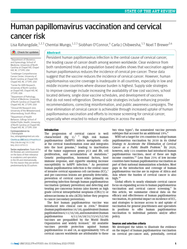 BMJ 2022 070115.full | PDF | Cervical Cancer | Vaccines