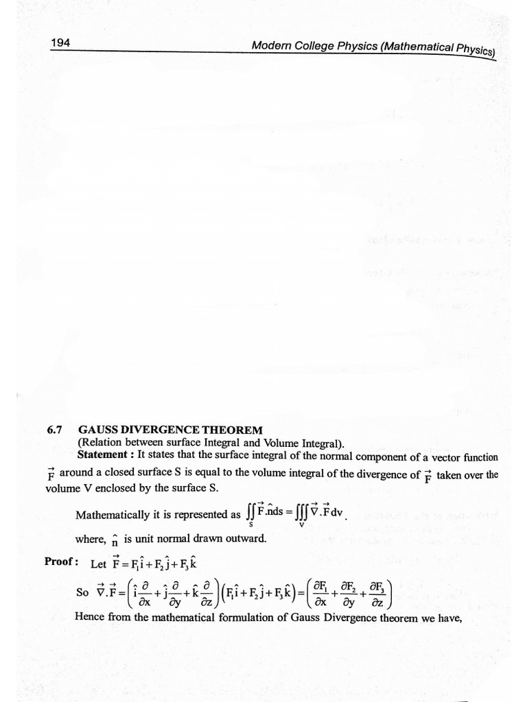 7 Gauss Divergence Theorem & It's Applications | PDF
