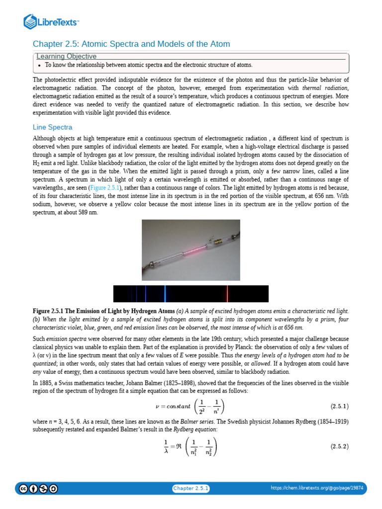 Chapter 2.5 Atomic Spectra and Models of The Atom | PDF | Emission ...