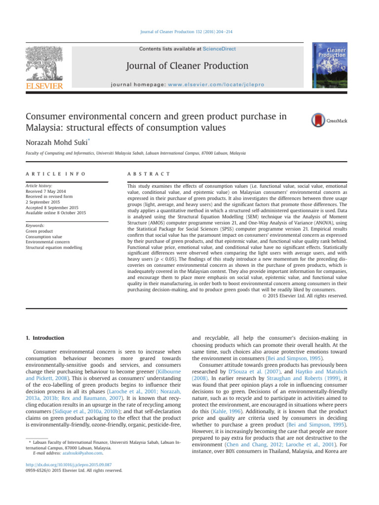31 - Consumer Environmental Concern and Green Product Purchase | PDF ...