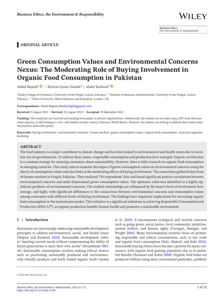 22 - Green Consumption Values and Environmental Concerns | PDF ...