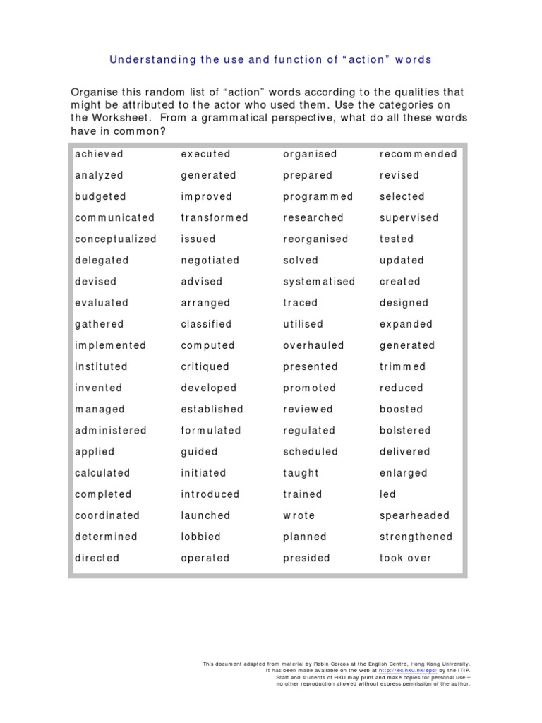 Action Words | PDF | Career & Growth | Business