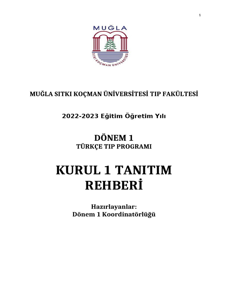 Ders Kurulu 1 Rehberi (2022-2023) D1 TR 2 | PDF