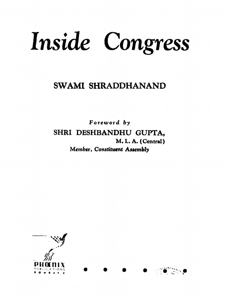 Inside Congress - Swami Shraddhanand | PDF