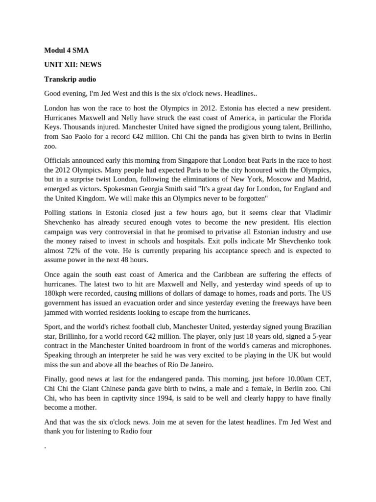Unit Xii News | PDF | Meteorology | Natural Hazards