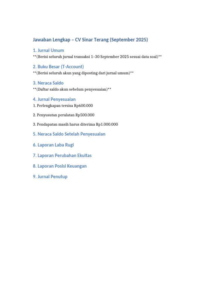 Jawaban CV Sinar Terang | PDF