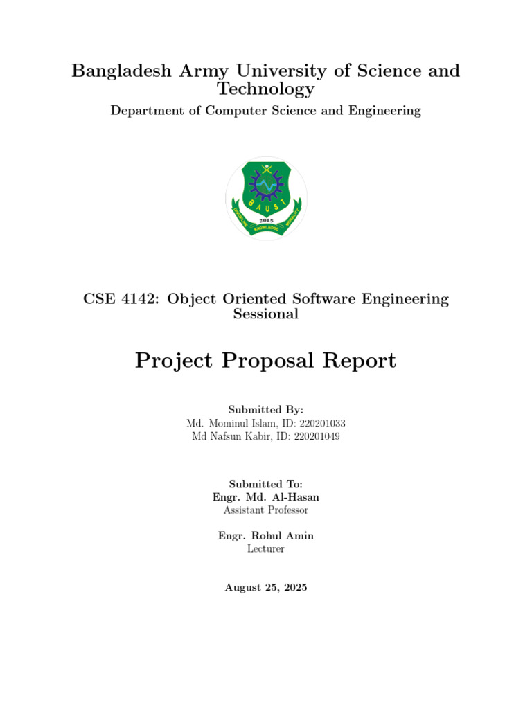 Project Proposal Report | PDF | Software Development | Computing