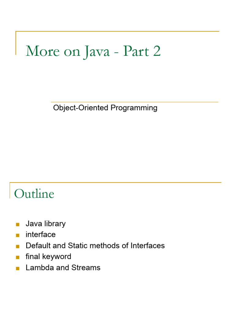 04 MoreOnJava Part2 | PDF | Method (Computer Programming) | Class (Computer Programming)