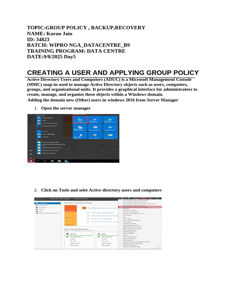 Group Policy and Backup in Windows Server | PDF | Group Policy | Login