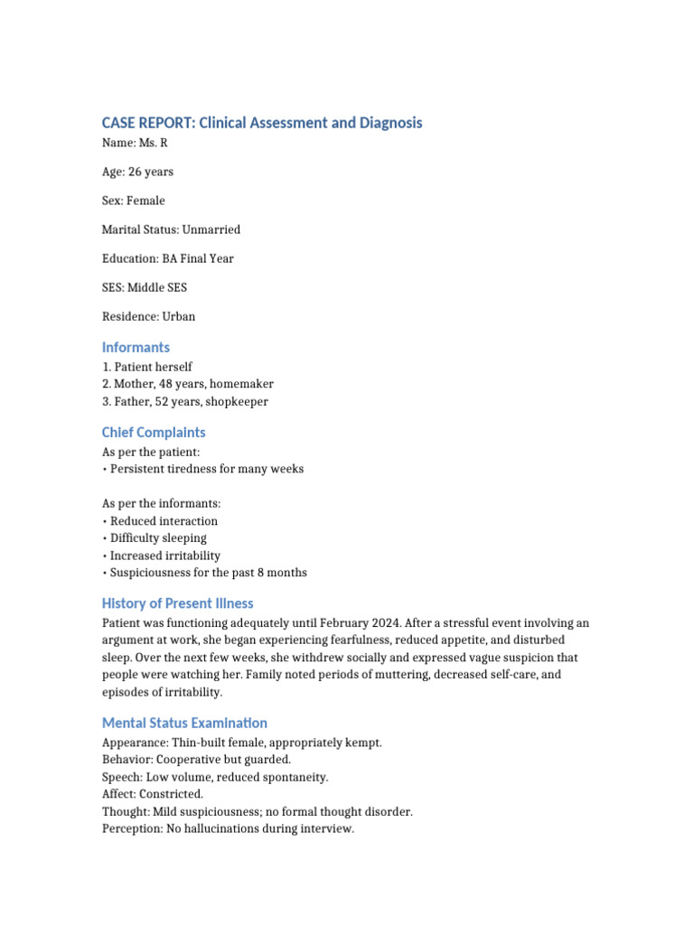 Clinical Assessment Report | PDF