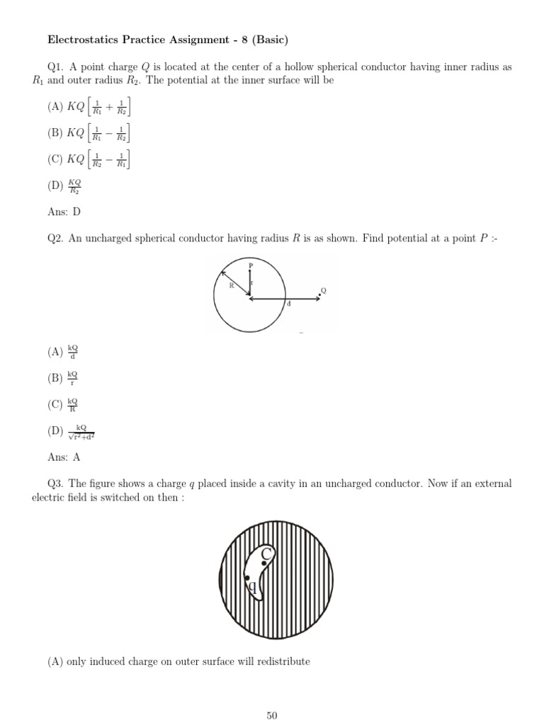 Electrostatics Practice Questions | PDF | Electricity | Physical Quantities
