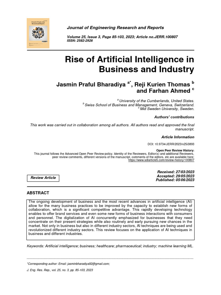 Rise of Artificial Intelligence in Busin | PDF | Artificial ...