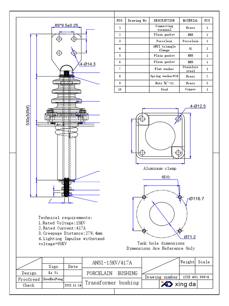 Xingda Electric HV Bushing12xd.401.009-4 | PDF | Electricity ...