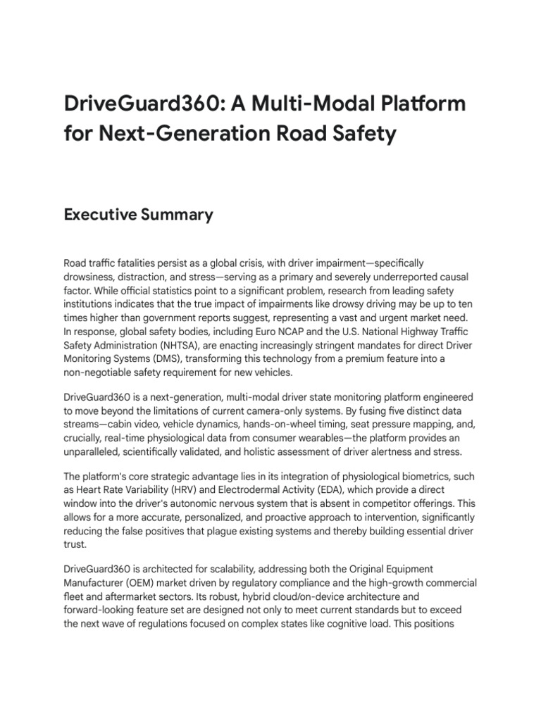 Researching Driver Monitoring System Executive Document | PDF | Traffic ...