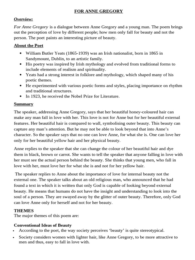 For Anne Gregory | PDF | Faith | Enlightenment In Buddhism