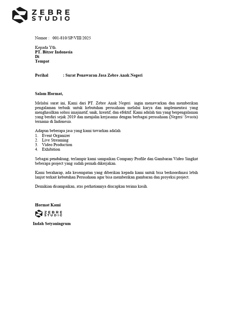 Surat Penawaran PT. Bitzer Indonesia | PDF