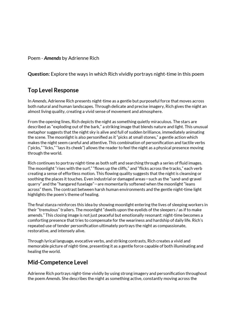 Sample Responses - Amends (Poem) | PDF