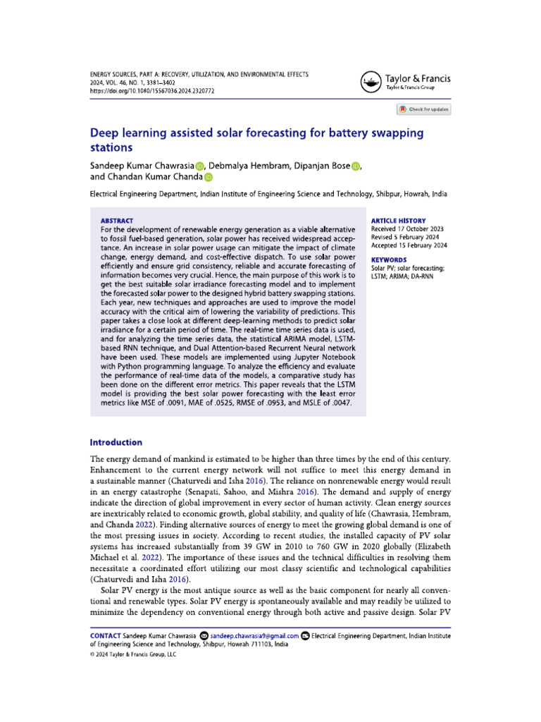 Deep Learning Assisted Solar Forecasting For | PDF